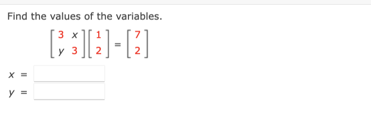 Solved Find the values of the variables. 1 (>:][ ] - [2] 3 x | Chegg.com