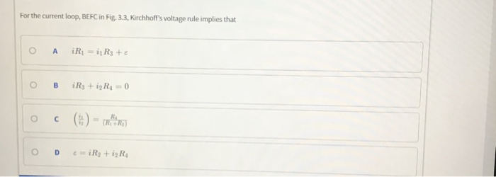 Solved For the current loop, ABCD, in Fig. 3.3, Kirchhoff's | Chegg.com