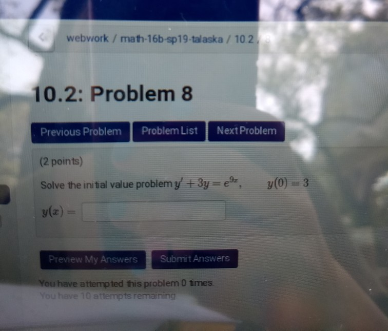 Solved Webwork Math 16b Sp19 Talaska 10 2 10 2 Problem8