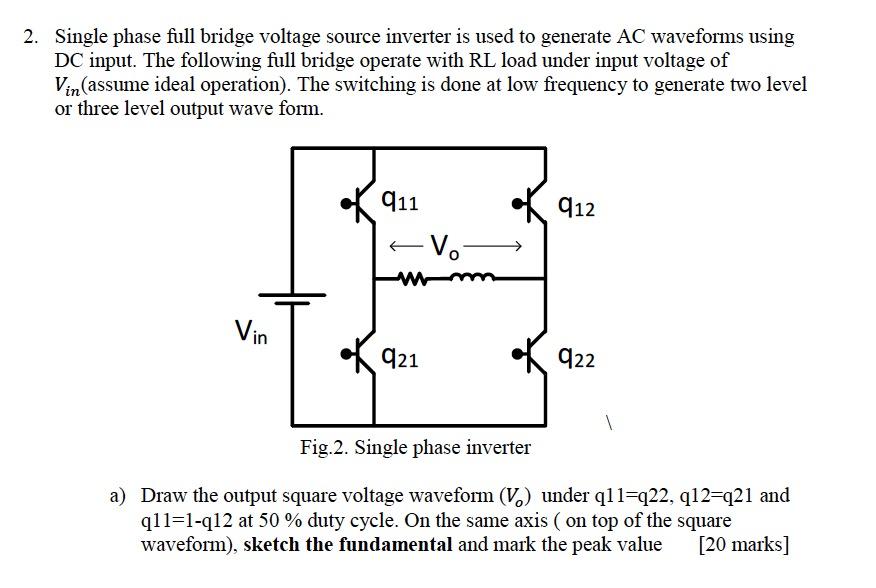 2. Single phase full bridge voltage source inverter | Chegg.com