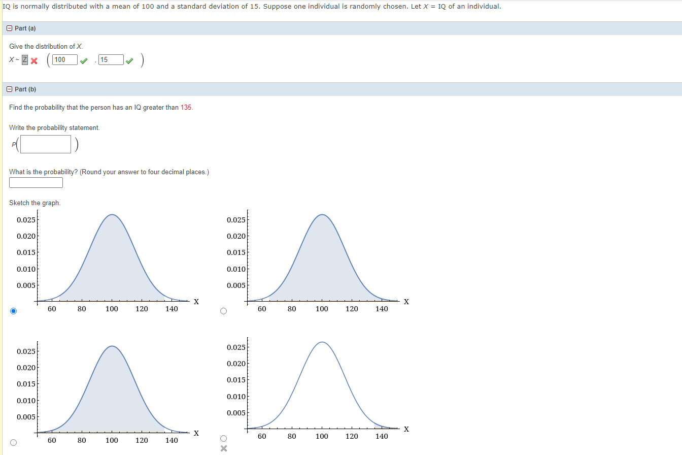 Solved IQ is normally distributed with a mean of 100 and a | Chegg.com