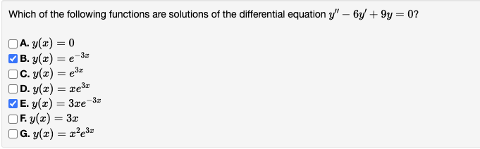 Solved Which of the following functions are solutions of the | Chegg.com