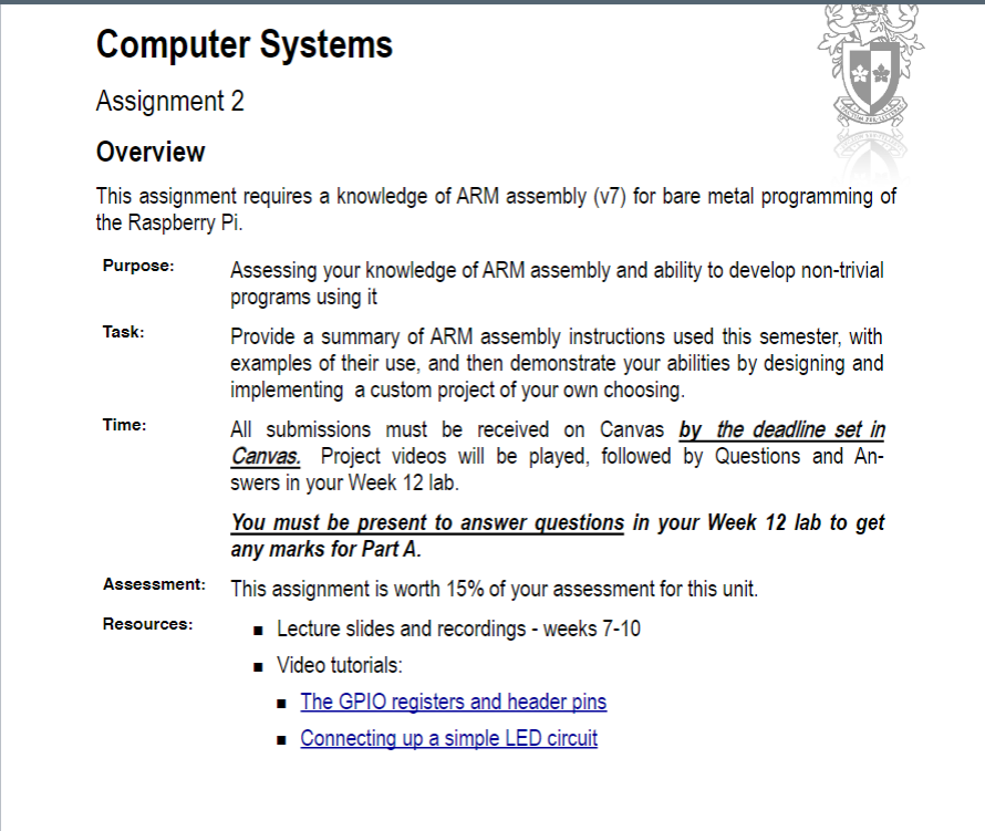 Computer Systems Assignment 2 Overview This | Chegg.com