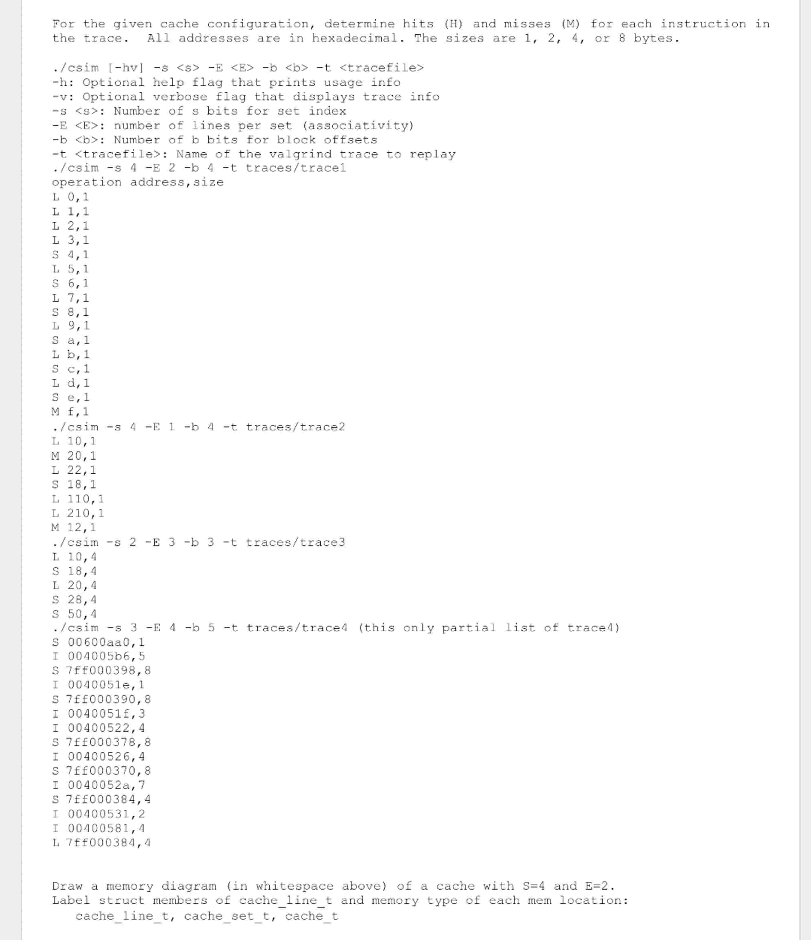 Solved For the given cache configuration, determine hits (H) | Chegg.com