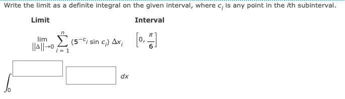 Solved Write the limit as a definite integral on the given | Chegg.com
