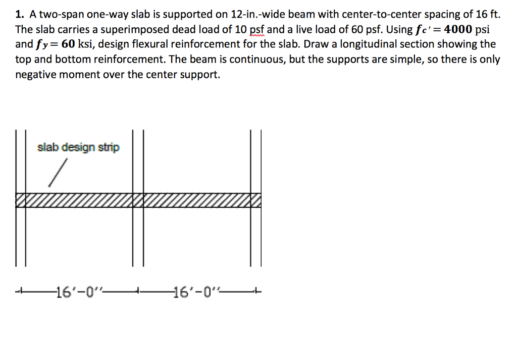 Solved 1. A two-span one-way slab is supported on | Chegg.com