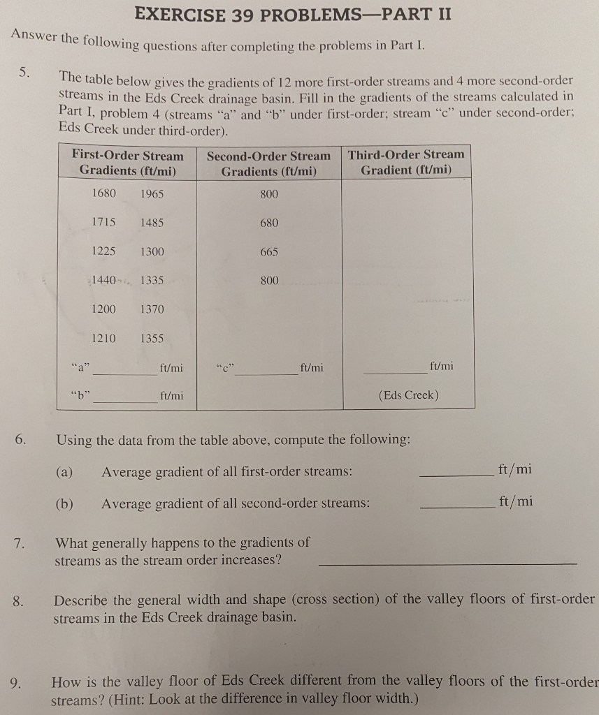 EXERCISE 39 PROBLEMS-PART I The following questions | Chegg.com