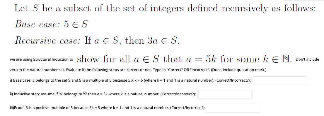 Solved Let S be a subset of the set of integers defined | Chegg.com