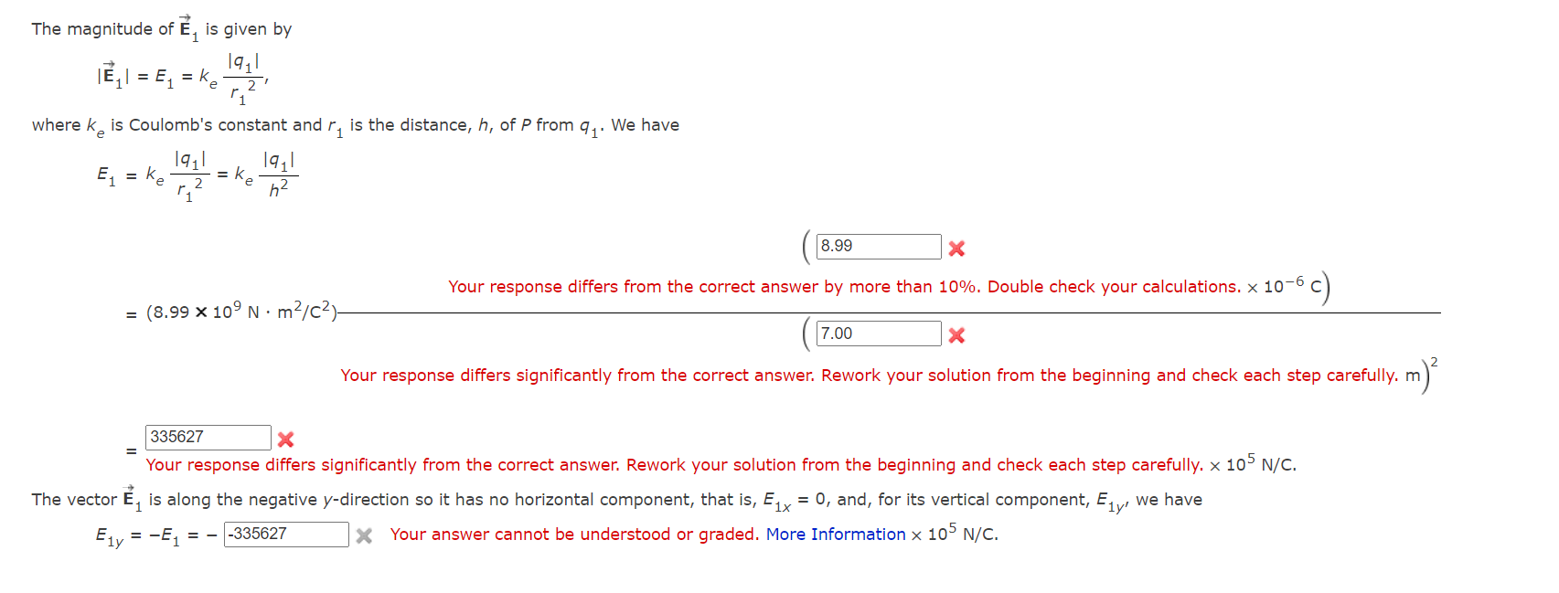 The magnitude of vec(E)1 ﻿is given | Chegg.com