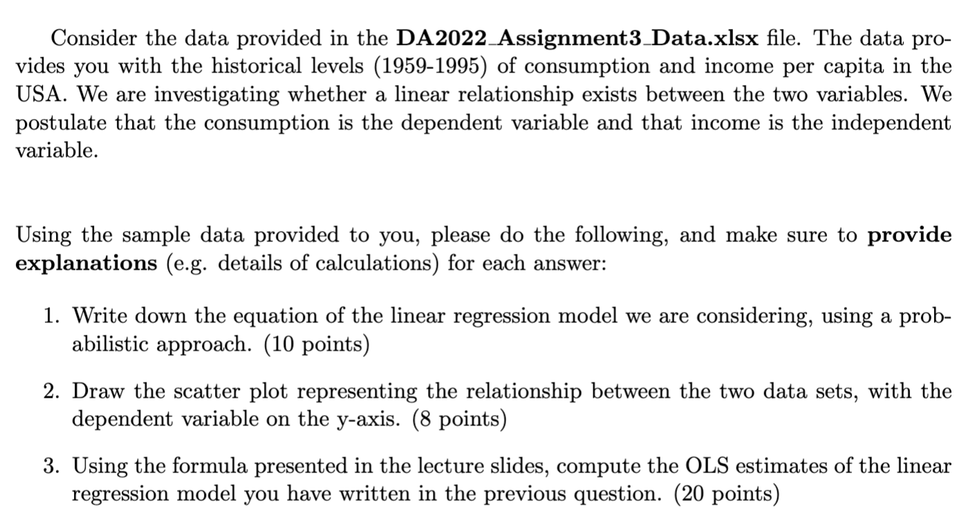 Solved Consider the data provided in the DA2022 | Chegg.com
