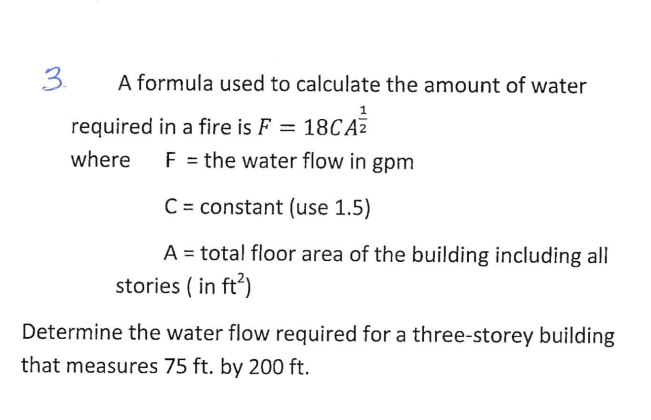 Solved 3. A formula used to calculate the amount of water | Chegg.com