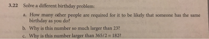 Solved Solve a different birthday problem: a. How many other | Chegg.com
