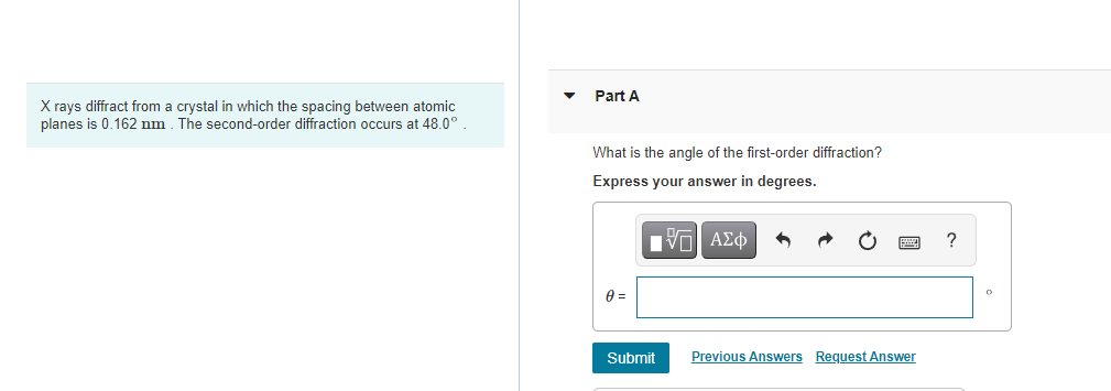 Solved Part A Xrays diffract from a crystal in which the | Chegg.com