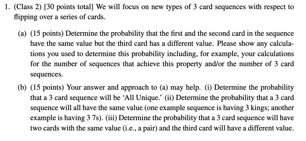Solved (Class 2) [30 points total] We will focus on new | Chegg.com