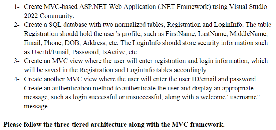 Solved 1 Create Mvc Based Aspnet Web Application Net 0765