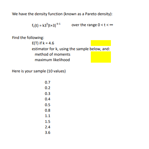 Solved We have the density function (known as a Pareto | Chegg.com