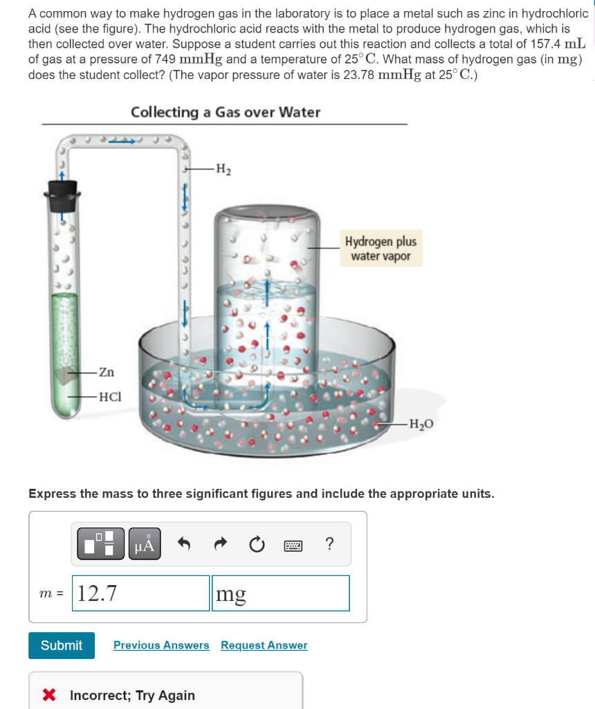 Solved A common way to make hydrogen gas in the laboratory | Chegg.com