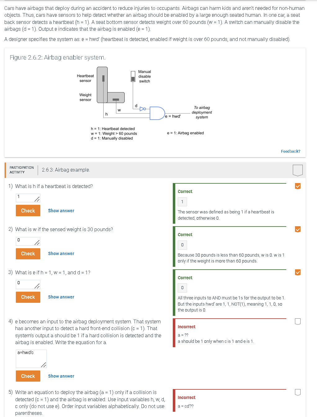 Solved e becomes an input to the airbag deployment system. | Chegg.com