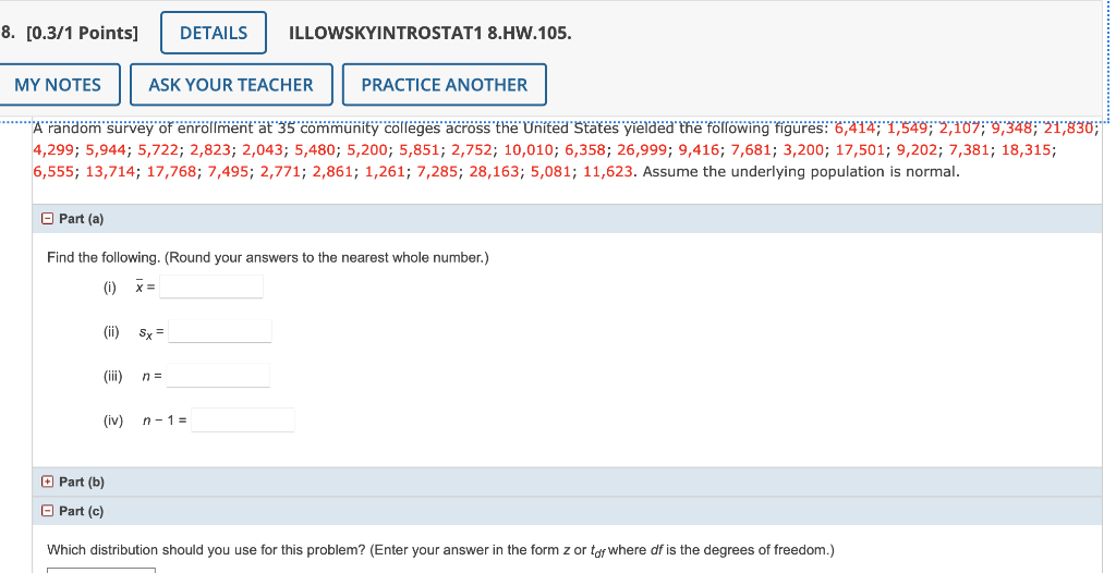 Solved 8. [0.3/1 Points] DETAILS ILLOWSKYINTROSTAT1 | Chegg.com