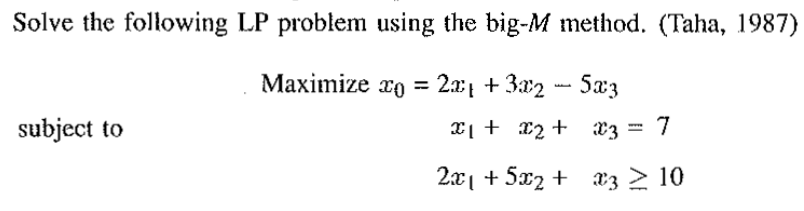 Solved Solve the following LP problem using the big- M | Chegg.com