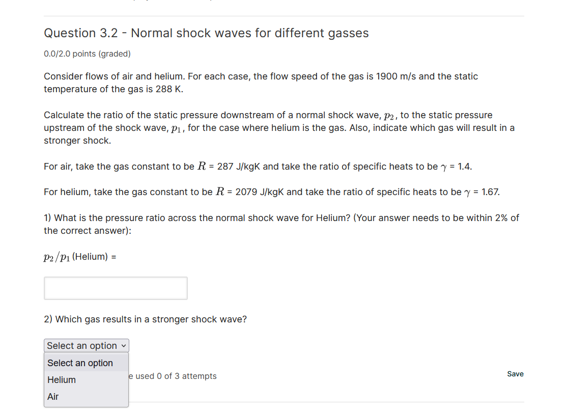 Solved 1. Normal Shock Waves Ratio of static density across | Chegg.com