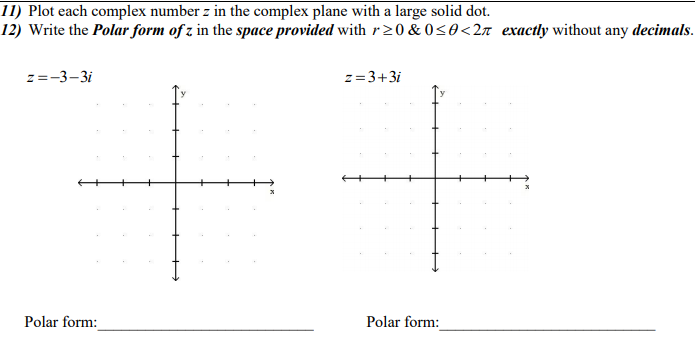 Solved 11) Plot each complex number z in the complex plane | Chegg.com