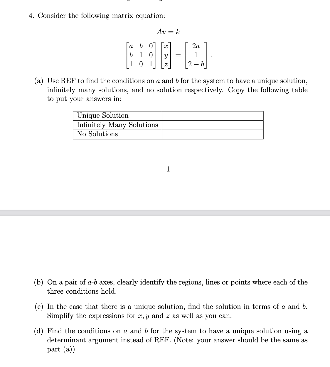 Solved 4. Consider the following matrix equation: | Chegg.com