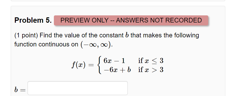 Solved Problem 5. PREVIEW ONLY -- ANSWERS NOT RECORDED (1 | Chegg.com