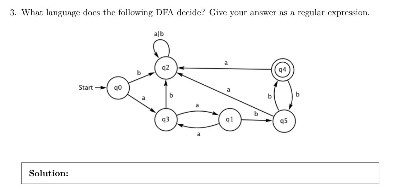 Solved 3. What language does the following DFA decide? Give | Chegg.com