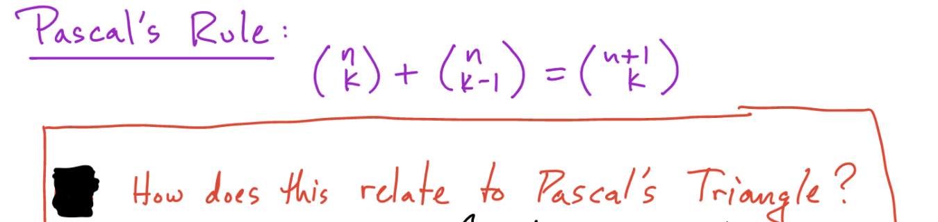 Solved Pascal's Rule: (Ⓡ) + (-1) = (^*') How does this | Chegg.com