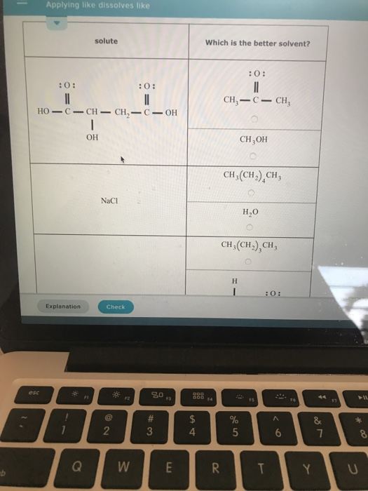 Applying like dissolves like solute Which is the | Chegg.com