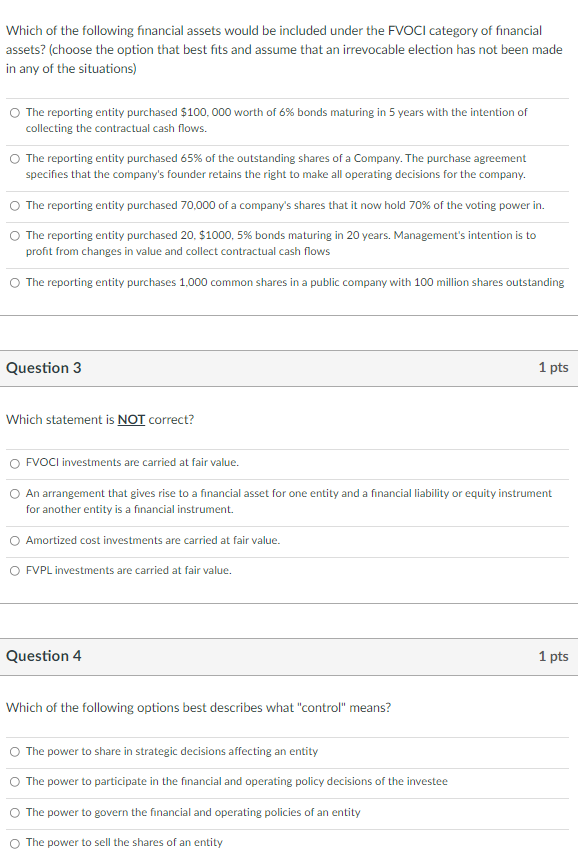 Solved Which of the following financial assets would be | Chegg.com
