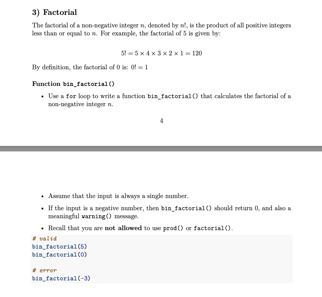 Solved 3 Factorial The Factorial Of A Non Negative Integer 