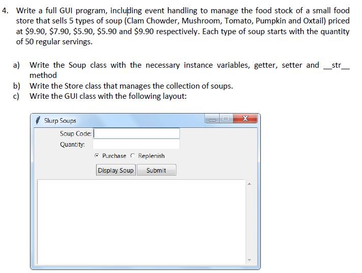 4. Write a full GUI program, including event handling | Chegg.com