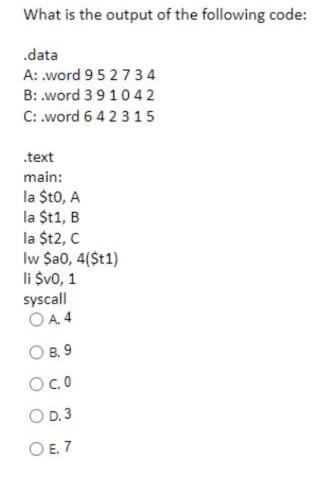 Solved What is the output of the following code: .data A: | Chegg.com