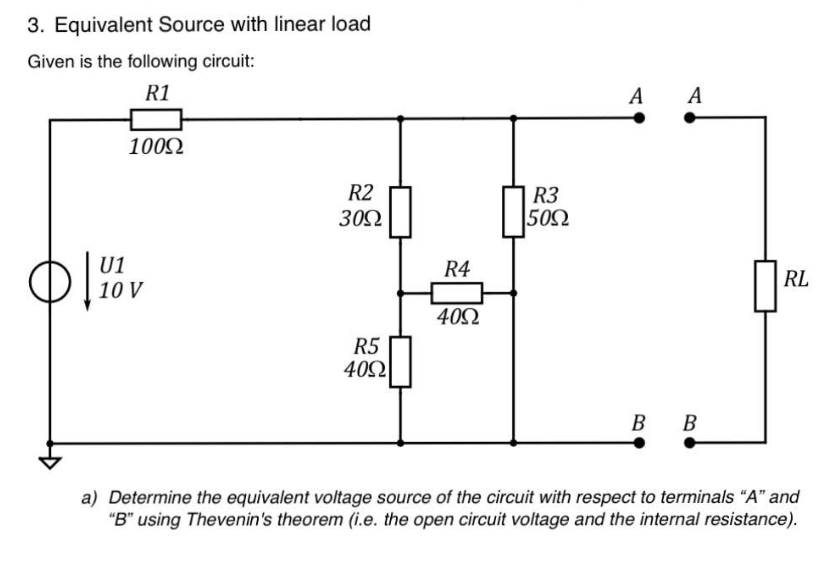 Solved 3. Equivalent Source with linear load Given is the | Chegg.com