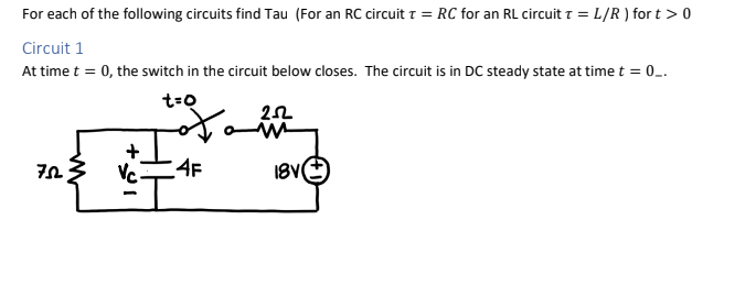 Solved For each of the following circuits find Tau (For an | Chegg.com