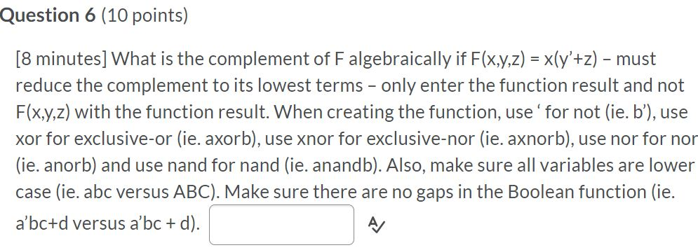 Solved Question 6 (10 points) [8 minutes] What is the | Chegg.com