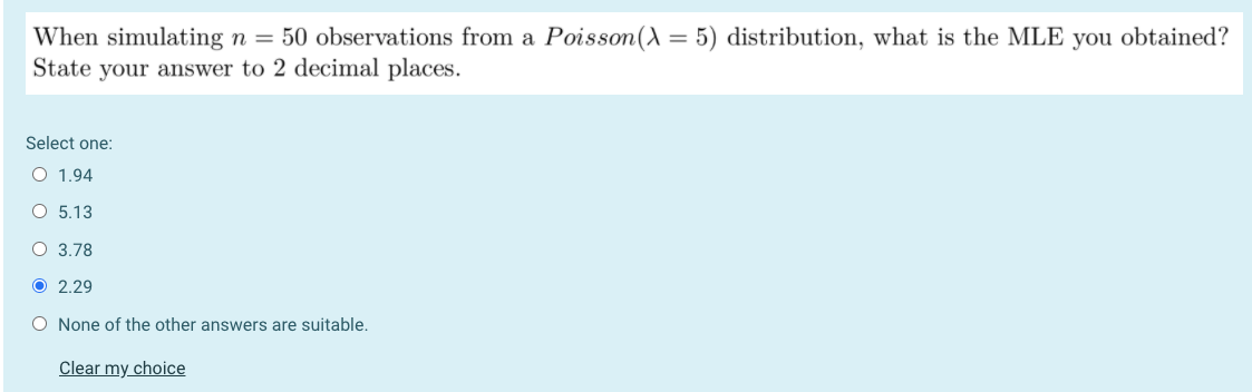 Solved When simulating n = 50 observations from a Poisson(1 | Chegg.com