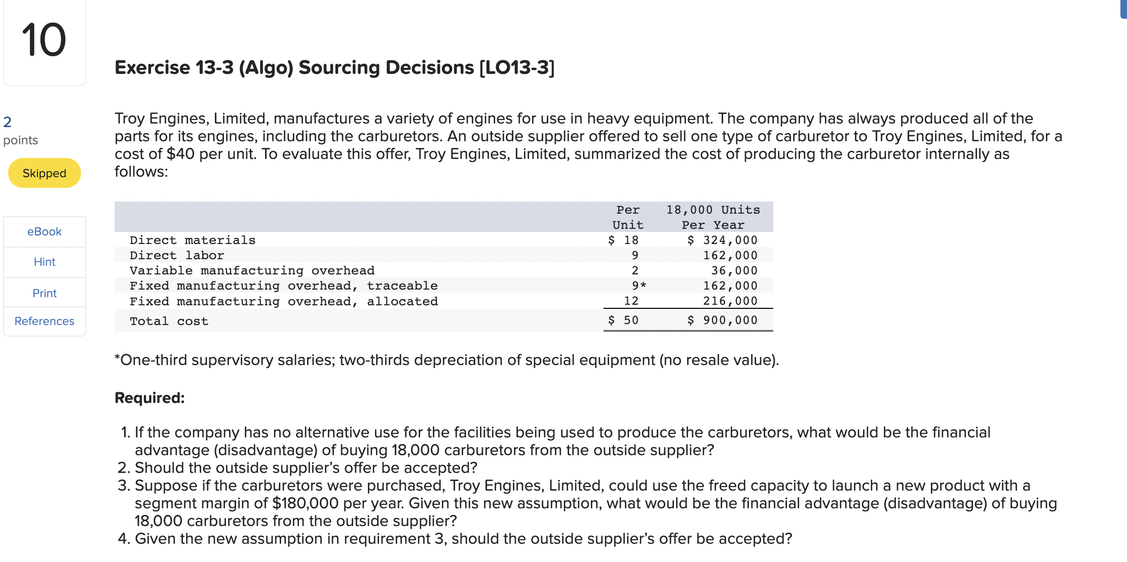 Solved Troy Engines, Limited, manufactures a variety of | Chegg.com