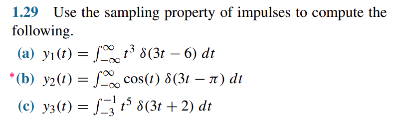 Solved 1.29 Use the sampling property of impulses to compute | Chegg.com