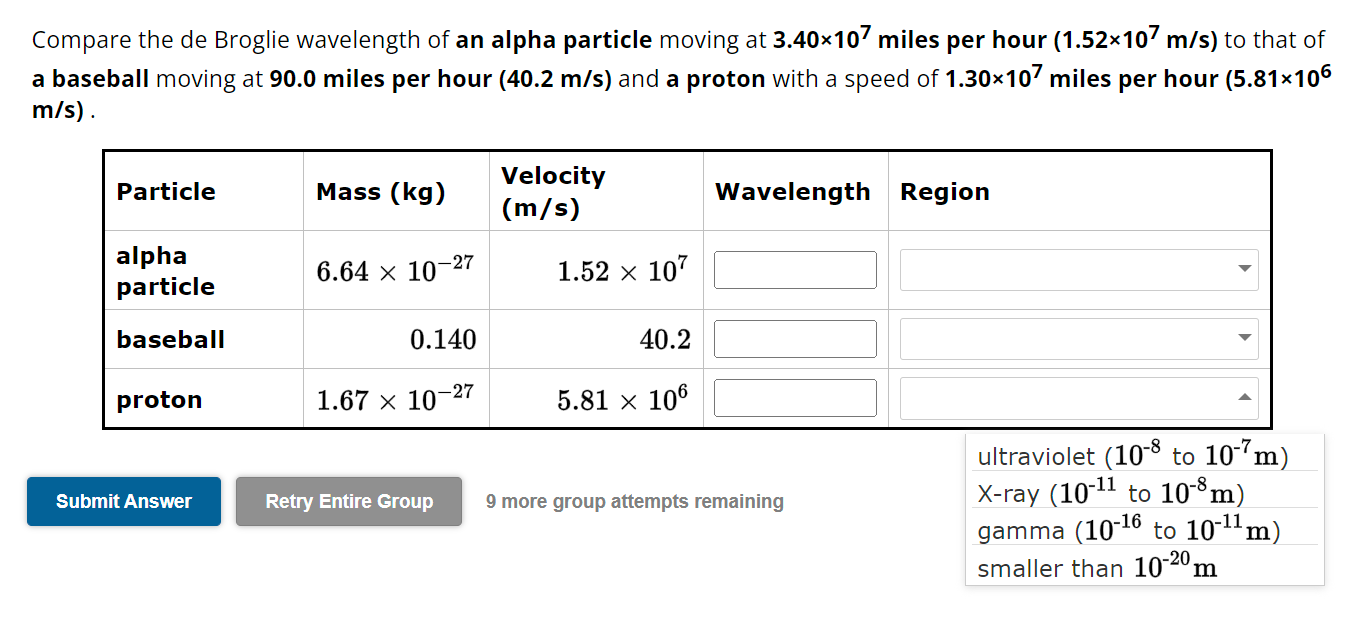 Solved Compare the de Broglie wavelength of an alpha | Chegg.com