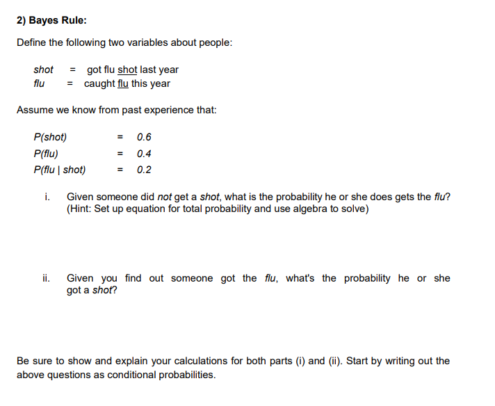 Solved 2 Bayes Rule Define The Following Two Variables 