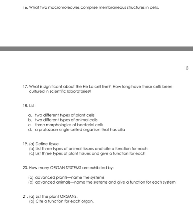 Solved What two macromolecules comprise membraneous | Chegg.com