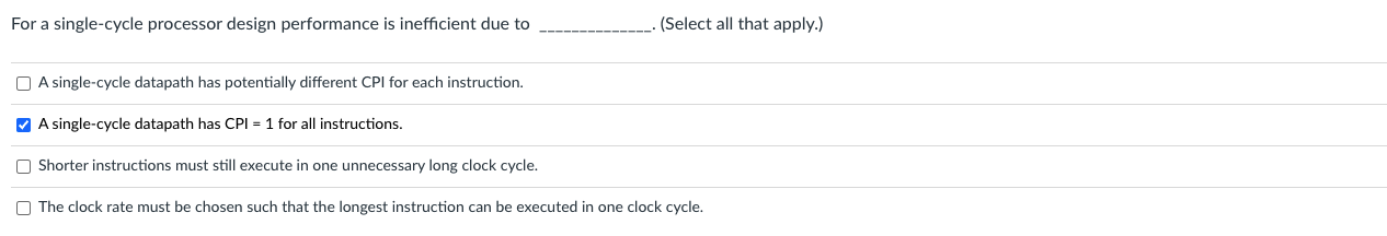 Solved (Select all that apply.) For a single-cycle processor | Chegg.com