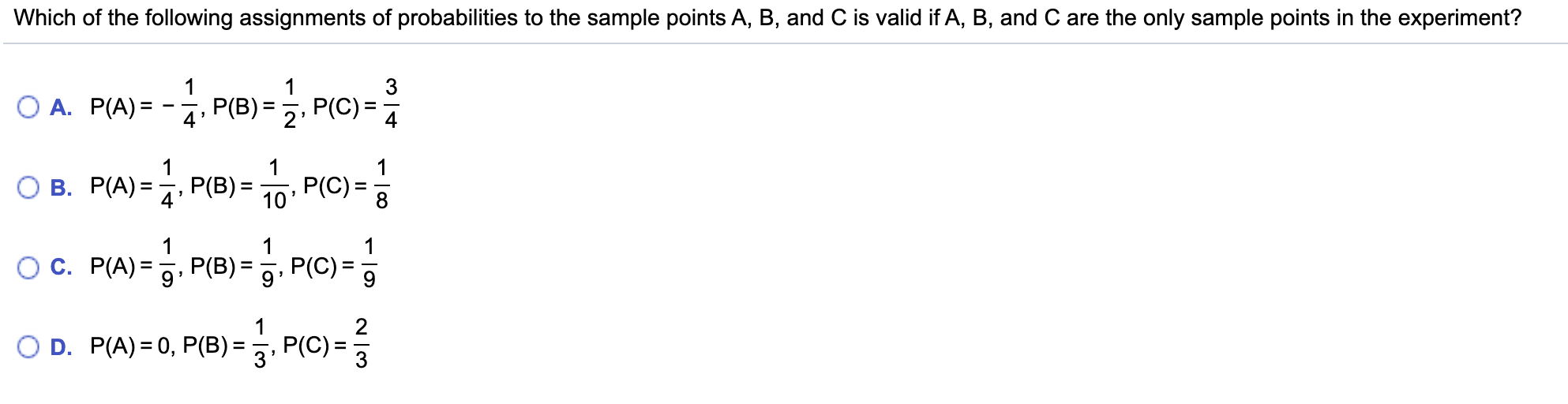 Solved Which of the following assignments of probabilities | Chegg.com