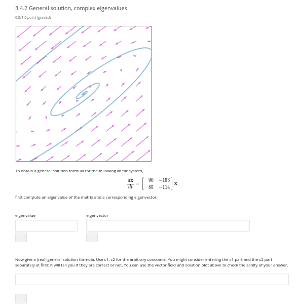 Solved 3.4.2 General solution, complex eigenvalues 0.0.1.0 | Chegg.com