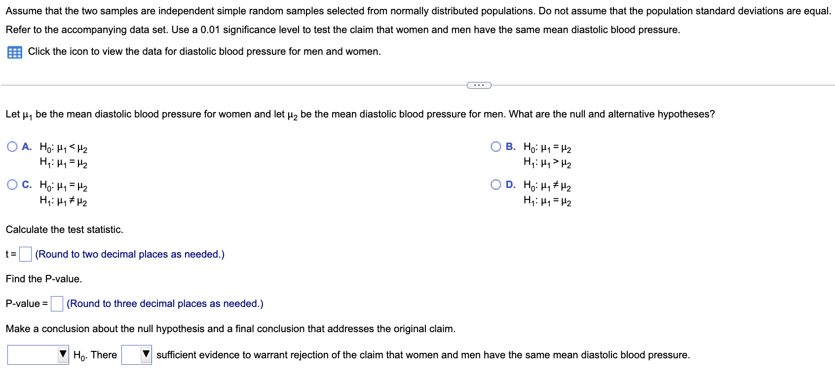 Solved Assume that the two samples are independent simple | Chegg.com