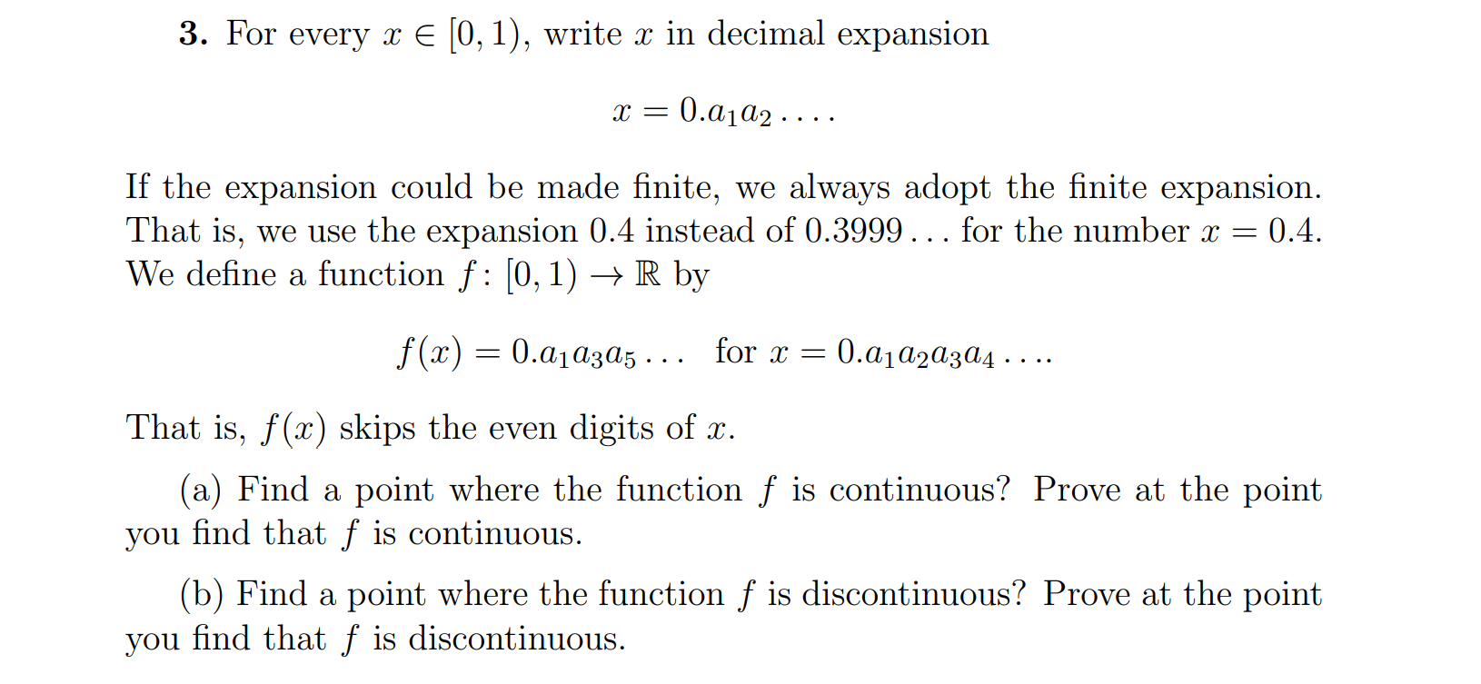 3. For every x∈[0,1), write x in decimal expansion | Chegg.com