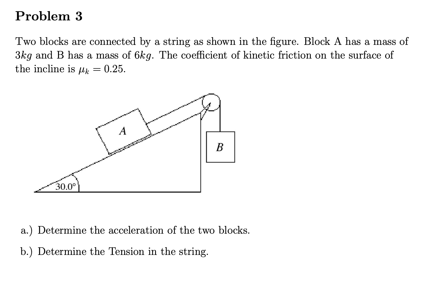 Solved Problem 3 Two blocks are connected by a string as | Chegg.com
